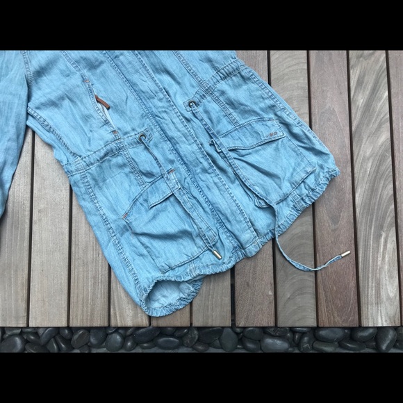 Dittos | Jackets & Coats | Dittos Long Denim Zip Up Hooded Drawstring ...